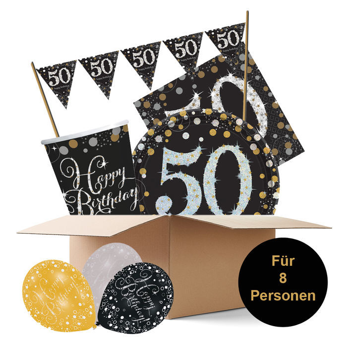 Geburtstags-Serie Happy Birthday Sparkling 50. Geburtstag Gold - Teller ...
