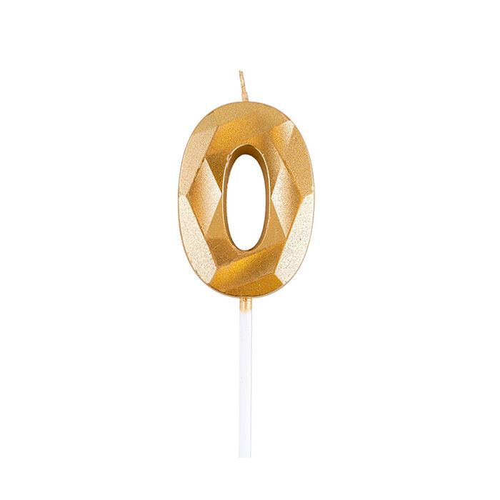 NEU Geburtstagskerze Ziffer am Stab, 5 cm, Facettenoptik, gold - alle ...
