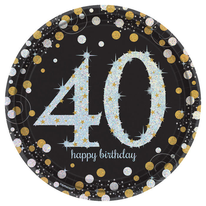 Geburtstags-Serie Happy Birthday Sparkling 40. Geburtstag Gold - Teller ...